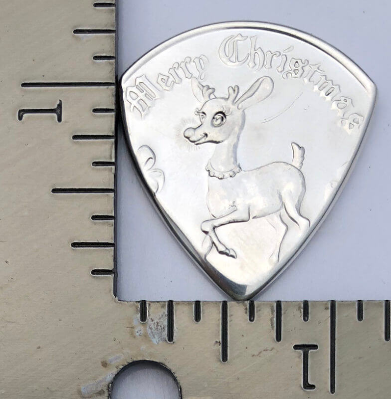 Merry Christmas Rudolph 99.9% Silver Coin Guitar Pick